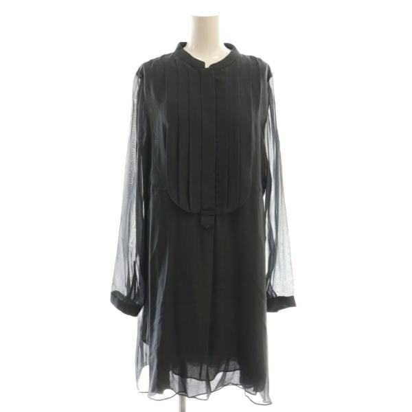 ドロシーシュマッハ DOROTHEE SCHUMACHER ワンピース ひざ丈 シフォン シアー 2 ダークグレー /DF ■GY57 レディース【表記サイズ】2【実寸サイズ】肩幅：39cm　身幅：50.5cm　着丈：91cm　袖丈：60c...