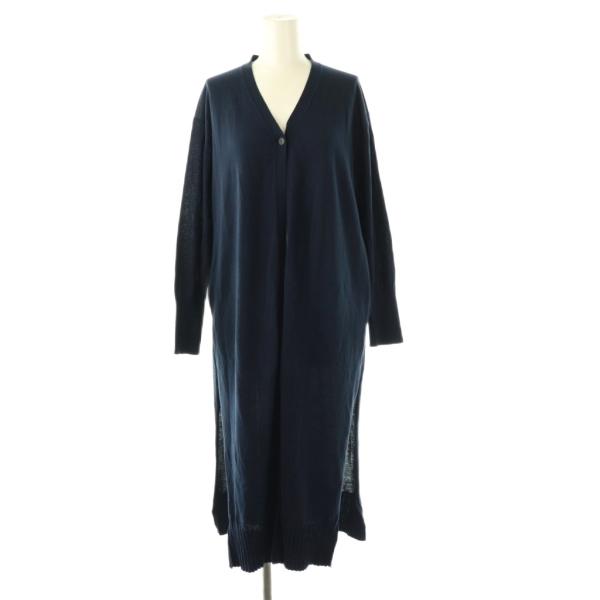 アペリティフ APERITIF ロングカーディガン ニット 長袖 コットン 38 紺 /NR ■GY57 レディース【表記サイズ】38【実寸サイズ】肩幅：44.5cm　身幅：49cm　着丈：111.5cm　袖丈：48.5cm　　【素材】コッ...