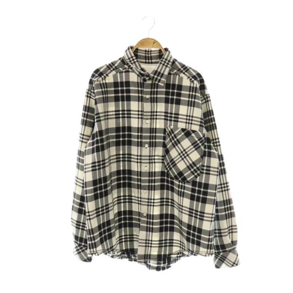 ジャンヌフリオ JEANNE FRIOT シャツ チェック柄 XS ブラック ホワイト /ES ■GY57 メンズ【表記サイズ】XS【実寸サイズ】肩幅：49cm　身幅：60cm　着丈：76cm　袖丈：62cm　　【素材】毛【色】ブラック ホ...