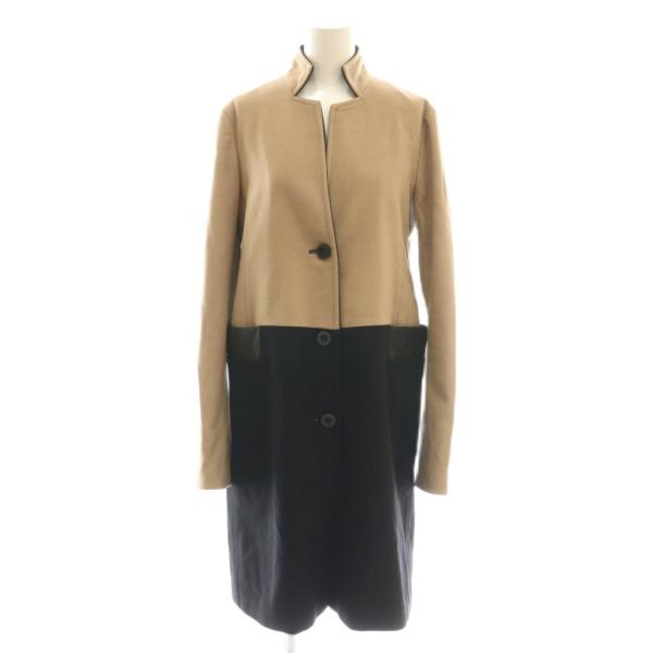 パオラフラーニ PAOLA FRANI バイカラーコート アウター ウール 40 ベージュ ブラック /DF ■GY57 レディース【ブランド】パオラフラーニ PAOLA FRANI【表記サイズ】40【実寸サイズ】肩幅：39cm　身幅：46...