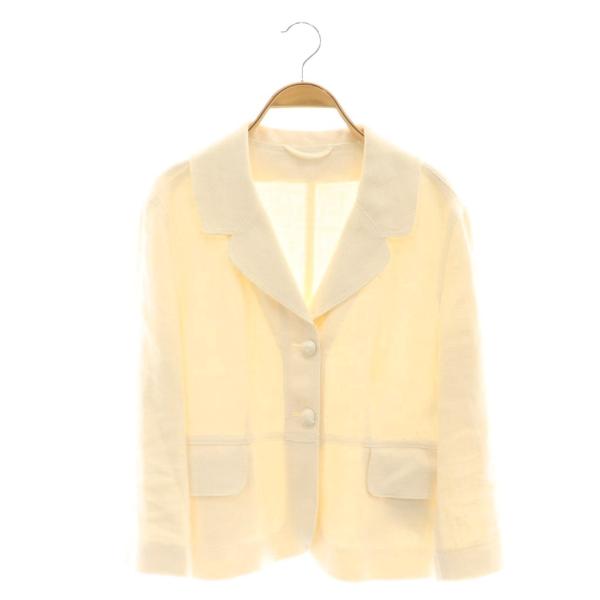 エルマノシェルビーノ ERMANNO SCERVINO リネン テーラードジャケット シングル 40 オフホワイト /DF ■GY57 レディース【ブランド】エルマノシェルビーノ ERMANNO SCERVINO【表記サイズ】40【実寸サイ...