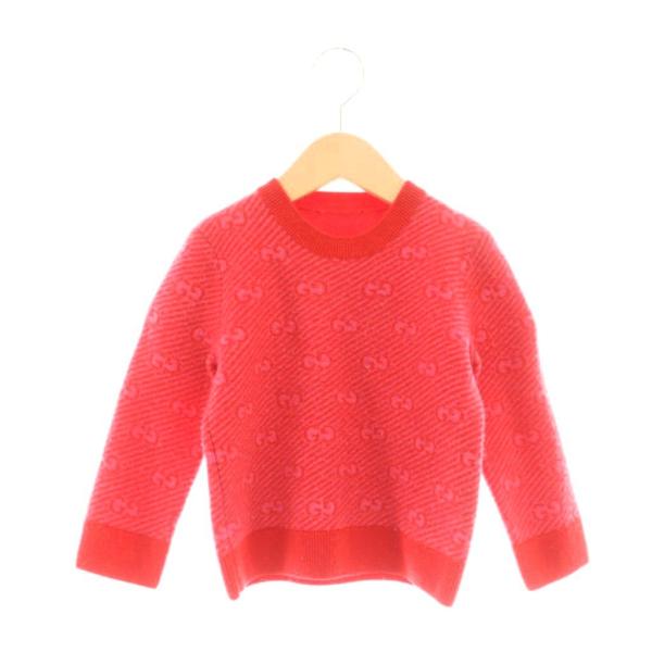グッチ GUCCI キッズ GGロゴ ニット セーター プルオーバー 4  110/56 ウール レッド ピンク /CX ■GY20 キッズ【ブランド】グッチ GUCCI【表記サイズ】4 110/56【実寸サイズ】肩幅：25cm　身幅：32...