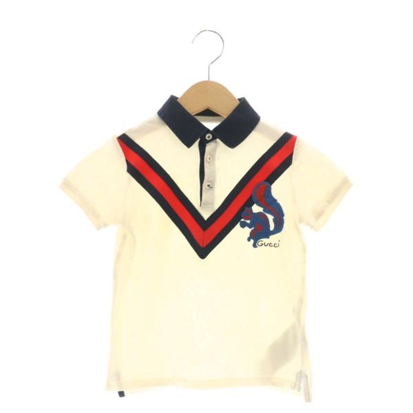 グッチ GUCCI キッズ リス刺繍 ポロシャツ カットソー ホワイト ネイビー レッド /CX ■GY20 キッズ【ブランド】グッチ GUCCI【表記サイズ】品質タグの文字薄れにより不明【実寸サイズ】肩幅：27cm　身幅：30cm　着丈：...