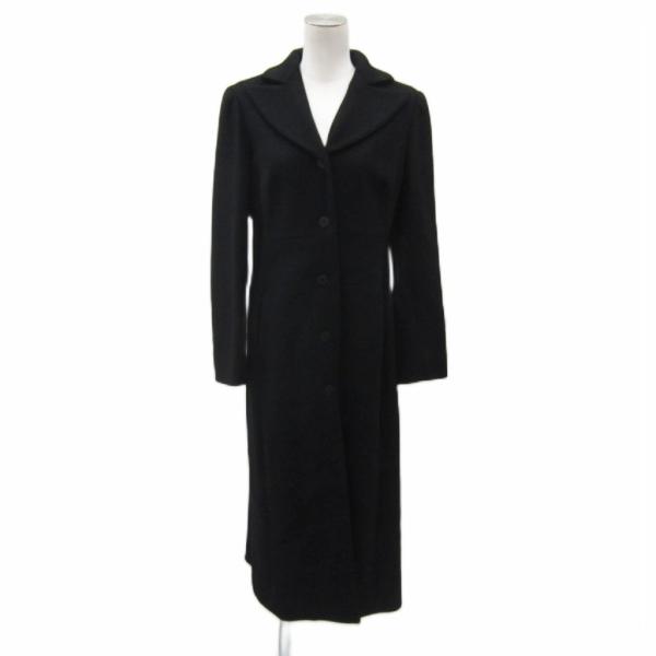 ジュサラ JUSSARA コート ロング丈 オープンカラー M 黒 ブラック /SY43 ■GY58 レディース【表記サイズ】2（日本サイズM相当）【実寸サイズ】肩幅：38cm　身幅：44cm　袖丈：59cm　着丈：118cm　　【素材】表...