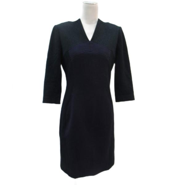 未使用品 ベラルディ BERARDI ワンピース ひざ丈 七分袖 2 ネイビー 紺 切替 /SM32 ■GY58 レディース【ブランド】ベラルディ BERARDI【表記サイズ】2【実寸サイズ】肩幅：38cm　身幅：43cm　着丈：89cm　...