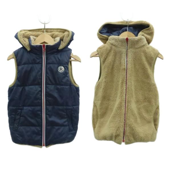 ビーミングバイビームス 中綿ベストミドル丈 リバーシブル  140 ネイビー 紺 ブラウン フード付き /HO15 ■GY61 男の子 キッズ【ブランド】ビーミングバイビームス B:MING LIFE STORE by BEAMS【表記サイ...