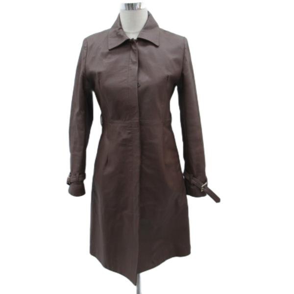 クロッシング Xing レザーコート ロング丈 M 茶 ブラウン /SM2 ■GY61 レディース【ブランド】クロッシング Xing【表記サイズ】M【実寸サイズ】肩幅：37cm　身幅：43cm　袖丈：58cm　着丈：95cm　　【素材】豚革...