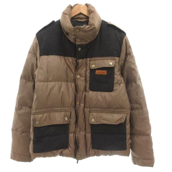 ジャストカヴァリ JUST cavalli ダウンジャケット ジップアップ 50 ブラウン ブラック 切替デザイン /UO ■GY61 メンズ【ブランド】ジャストカヴァリ JUST cavalli【表記サイズ】50【実寸サイズ】肩幅：50c...