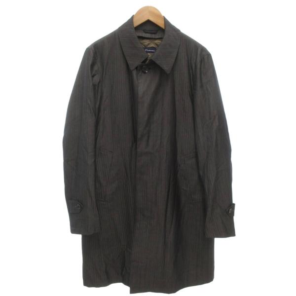 野海 noumi 美品 ステンカラーコート ロング ストライプ L グレー /KR ■GY58 メンズ【ブランド】野海 noumi【表記サイズ】L【実寸サイズ】肩幅：46cm　身幅：58cm　袖丈：65cm　着丈：100cm　　【素材】表地...