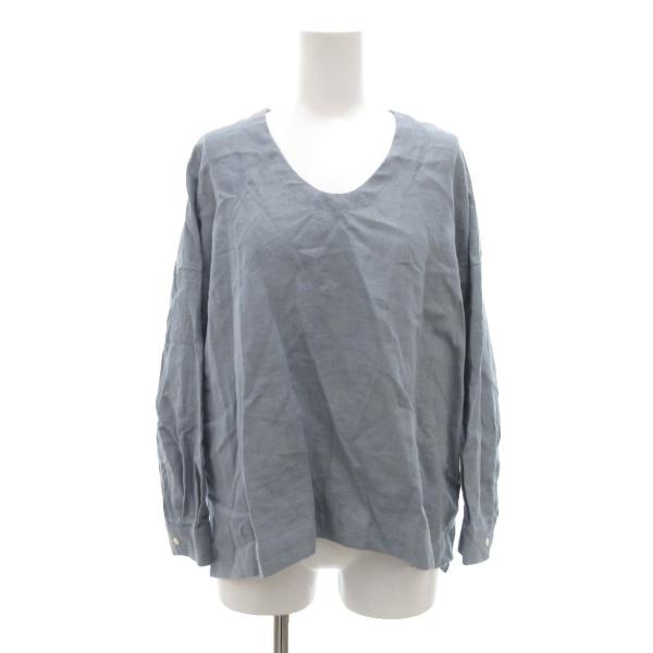 pot-pourri カットソー 麻 リネン 水色 ライトブルー 無地 Vネック 長袖 /NL ■GY58 レディース【表記サイズ】サイズ表記なし(実寸サイズをご参考ください。)【実寸サイズ】身幅：66cm　着丈：54cm　ゆき丈：70cm...