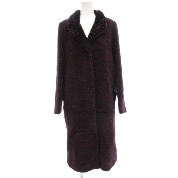 Liebe Rosa コート アルパカ混 ファー衿 F 紫 パープル 402705 /UO ■GY58 レディース【表記サイズ】F【実寸サイズ】肩幅：38cm　身幅：55cm　袖丈：63cm　着丈：100cm　　【素材】表地 毛（スーリーア...