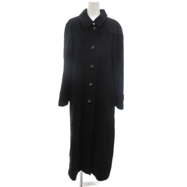 ロペ ROPE ステンカラーコート ロング ウール 9AT 黒 ブラック 無地 丸襟 /KR ■GY61 レディース【ブランド】ロペ ROPE【表記サイズ】9AT【実寸サイズ】身幅：57cm　着丈：126cm　ゆき丈：67cm　　【素材】表...