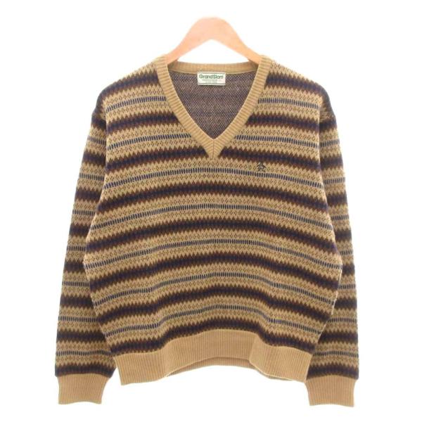 マンシングウェア MUNSINGWEAR Grand Slam 美品 ニット セーター ウール 2 茶 ブラウン Vネック /NL ■GY61 メンズ【ブランド】マンシングウェア MUNSINGWEAR【表記サイズ】2【実寸サイズ】肩幅：5...