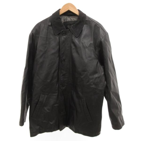 クラフティ CRAFTY 中綿レザージャケット 革ジャン ステンカラー L 黒 ブラック /JS ■GY61 メンズ【表記サイズ】L【実寸サイズ】肩幅：56cm　身幅：66cm　袖丈：62cm　着丈：80cm　　【素材】表地 羊革　襟 牛革...