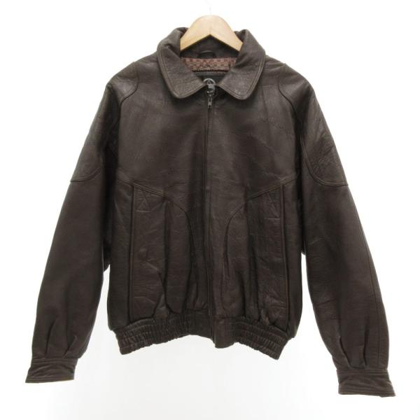 AMERICAN OUTERWEAR レザージャケット ブルゾン 革ジャン オーバーサイズ 茶 ブラウン /JS ■GY61 メンズ【表記サイズ】サイズ表記なし(実寸サイズをご参考ください。)【実寸サイズ】身幅：65cm　着丈：65cm　ゆ...