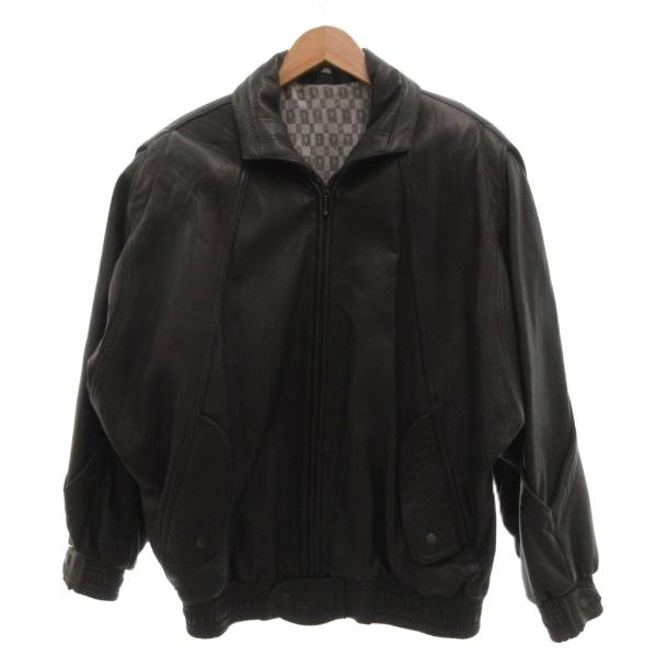 スピリット オブ セントルイス SPIRIT OF ST.LOUIS レザージャケット 革ジャン ブルゾン オーバーサイズ 48 黒 ブラック /JS ■GY61 【表記サイズ】48【実寸サイズ】肩幅：53cm　身幅：63cm　袖丈：63c...