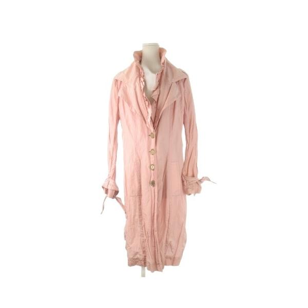 マリアグラッツィア MARIA GRAZIA SEVERI トレンチコート 46 ピンク 長袖 フリル襟 袖口リボン /CK21 ■GY58 レディース【表記サイズ】46【実寸サイズ】肩幅：40cm　身幅：51cm　袖丈：58cm　着丈：9...