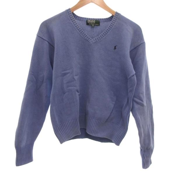 ポロ バイ ラルフローレン Polo by Ralph Lauren セータ ニット 160 ブルー Vネック 長袖 ロゴ刺繍 /RG ■GY60 キッズ【ブランド】ポロ バイ ラルフローレン Polo by Ralph Lauren【表記...