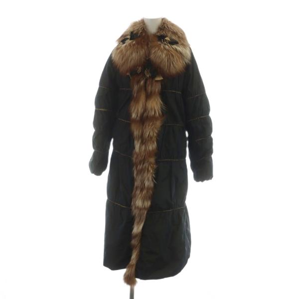 マーレンダム MARLENE DAM ナイロンコート ロング 長袖 フォックスファー 40 L 茶 ブラウン ■GY60 /MQ レディース【表記サイズ】40【実寸サイズ】肩幅：約40cm　身幅：約43cm　着丈：約106cm　袖丈：約60...