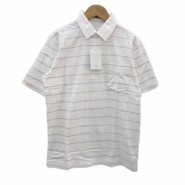 ウィンドスター・オン・ネイプルズ・ベイ Windstar on Naples Bay ゴルフウェア ポロシャツ M ピンク 白 ホワイト ボーダー柄 半袖【表記サイズ】M【実寸サイズ】肩幅：43cm　身幅：48cm　着丈：71cm　袖丈：2...