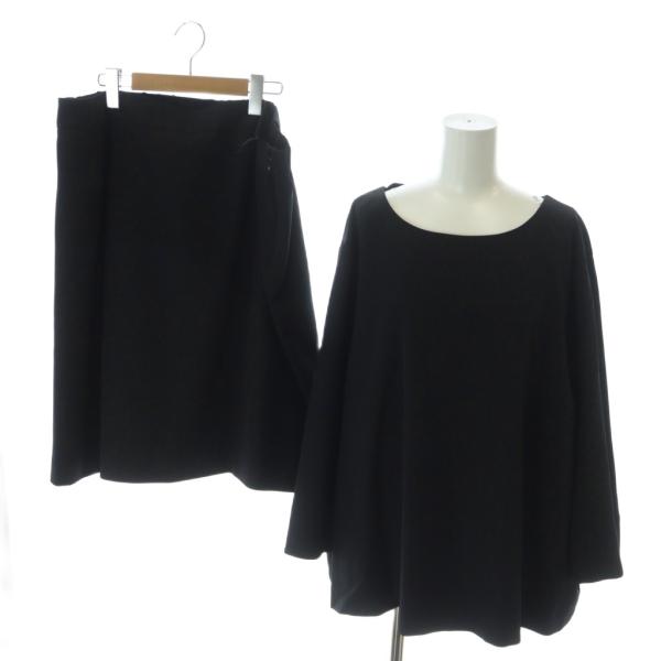 ラフィット la*fite セットアップ ブラウス スカート 6L 黒 ブラック /LP ■GY58 レディース【表記サイズ】6L【実寸サイズ】ジャケット 肩幅：47cm　ジャケット 身幅：70cm　ジャケット 袖丈：47cm　ジャケット ...