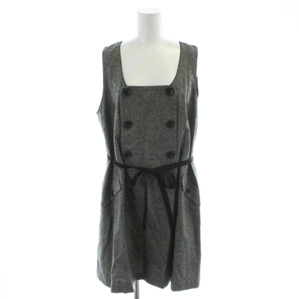 コムサ・ブロンドオフ COMME CA BLANC D'OEUF ジャンパースカート ワンピースひざ丈 ウール M グレー 灰色 ダブルブレスト ベルト付き【表記サイズ】M【実寸サイズ】身幅：46cm　着丈：79cm　　【素材】毛　シルク　...