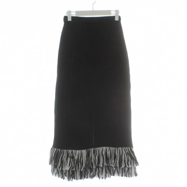 ゴスペル GHOSPELL Kendra Fringe Hem Skirt タイトスカート ニット イージー フリンジ ロング S 黒 ブラック SKG114BLK【表記サイズ】S【実寸サイズ】ウエスト：58〜cm　ヒップ：80cm　スカー...