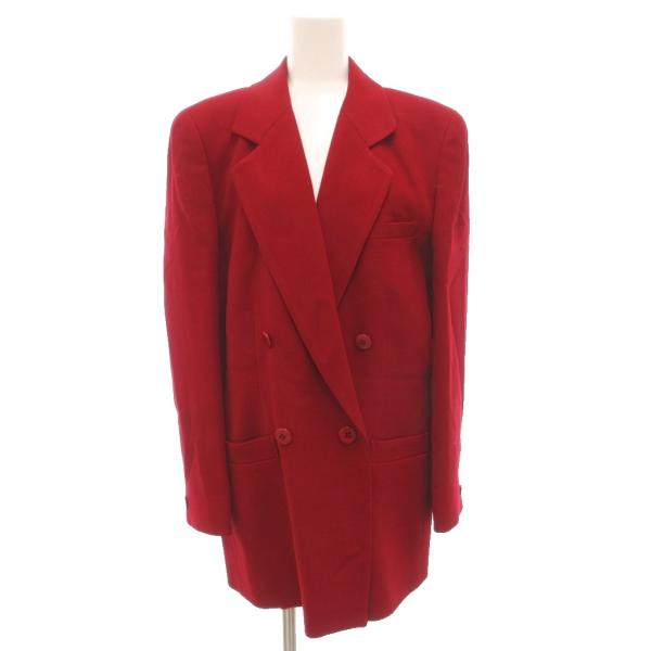 アンクライン ANNE KLEIN テーラードジャケット ダブルブレスト 4B 総裏地 ノーベント ウール 9 赤 レッド /GV ■GY60 レディース【ブランド】アンクライン ANNE KLEIN【表記サイズ】9【実寸サイズ】肩幅：42...
