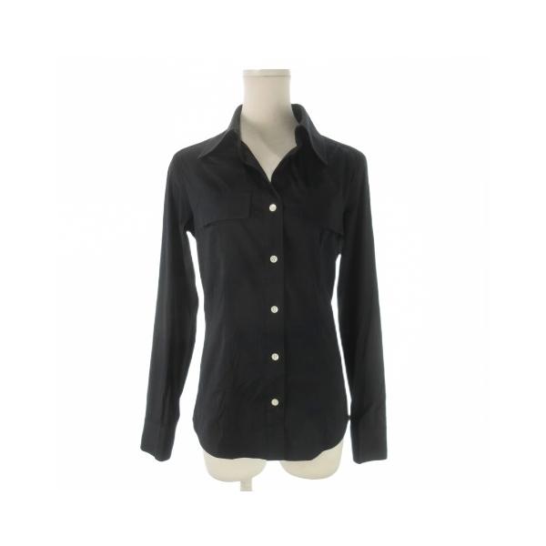 アンタイトル UNTITLED シャツ 2 黒 ブラック 長袖 オープンカラー フラップポケット /AO11 ■GY60 レディース【ブランド】アンタイトル UNTITLED【表記サイズ】2【実寸サイズ】肩幅：36.5cm　身幅：42.5c...