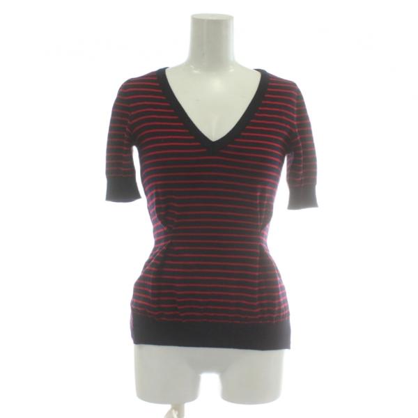 モスキーノチープアンドシック MOSCHINO CHEAP AND CHIC ニット セータ ウール 半袖 38 紺 赤 Vネック ボーダー柄【ブランド】モスキーノチープアンドシック MOSCHINO CHEAP AND CHIC【表記サイ...