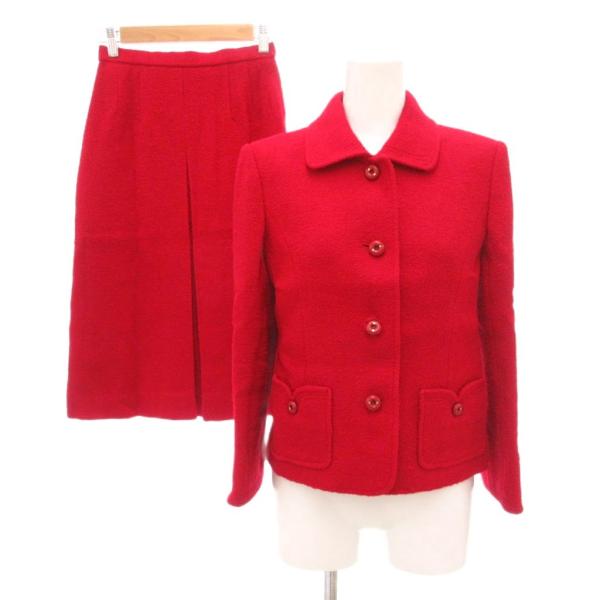 アプトラピカ APTE LAPICA 美品 セットアップ ジャケット 七分袖 スカート ひざ丈 7 赤 レッド /NL ■GY60 レディース【表記サイズ】7【実寸サイズ】ジャケット 肩幅：38cm　ジャケット 身幅：40cm　ジャケット ...