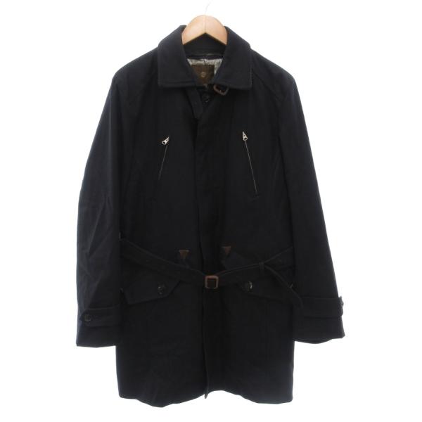 メンズビギ MEN'S BIGI Distinction ステンカラーコート 04 ウール ミドル ハーフ丈 紺 ダークネイビー /AE ■GY60 メンズ【ブランド】メンズビギ MEN'S BIGI【表記サイズ】04【実寸サイズ】肩幅：4...