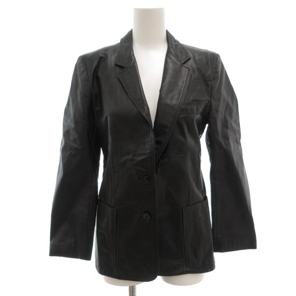 ロペ ROPE LA MODE ROPE MADE MOISELLE カウレザージャケット 2B 総裏地 牛革 7 黒 ブラック /GV ■GY60 レディース【ブランド】ロペ ROPE【表記サイズ】7【実寸サイズ】肩幅：37cm　身幅：4...