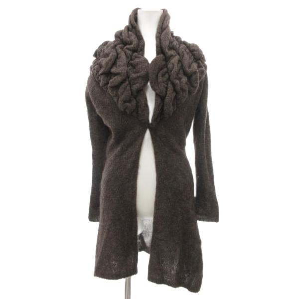 ディ.エクステリア D.EXTERIOR ニット カーディガン モヘヤ ボリュームカラー 縮絨加工 オープンフロント L 茶 ブラウン /YJ ■GY59【ブランド】ディ.エクステリア D.EXTERIOR【表記サイズ】L【実寸サイズ】身幅...