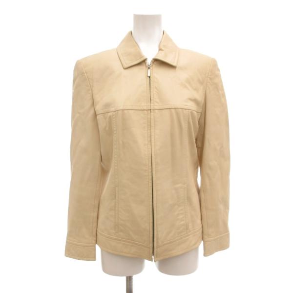 ディナバックマン DANA BUCHMAN PETITE レザージャケット 革ジャン 2 シングル 本革 アイボリー /AE ■GY59 レディース【表記サイズ】2【実寸サイズ】肩幅：39cm　身幅：46cm　袖丈：55cm　着丈：53cm...