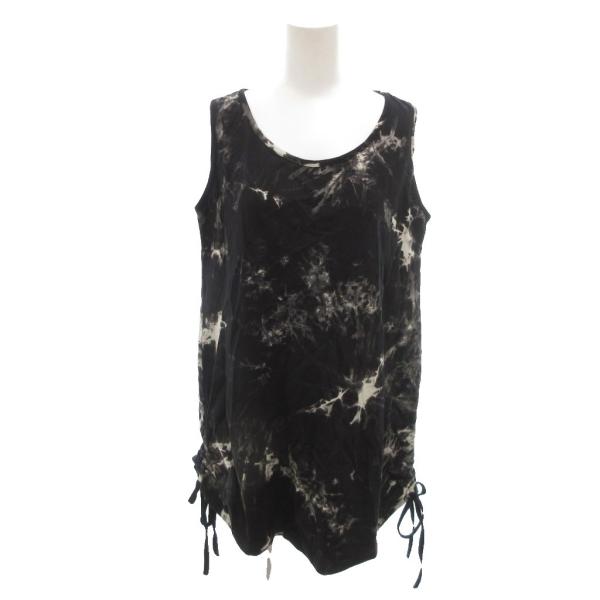 アルゴンキン ALGONQUINS 美品 カットソー ノースリーブ F 黒 ブラック 白 ホワイト タイダイ柄 裾ドローストリング /YJ ■GY59【ブランド】アルゴンキン ALGONQUINS【表記サイズ】F【実寸サイズ】身幅：48cm...