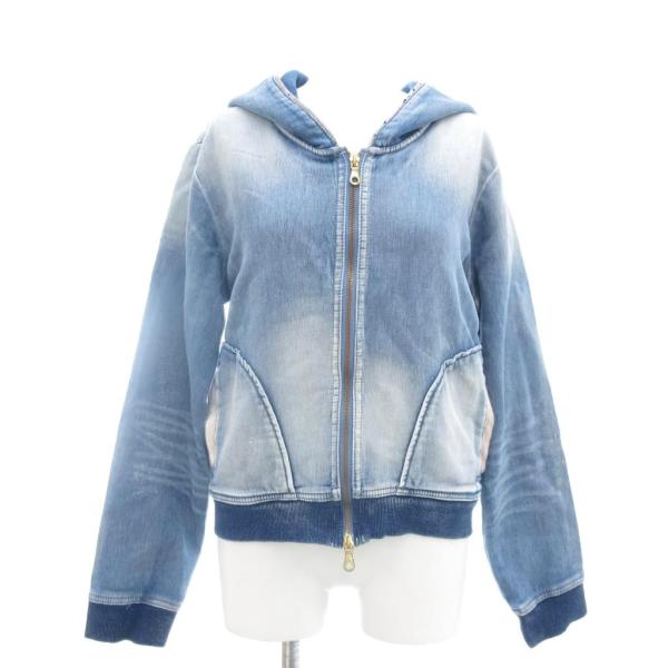 CURATOR ブルゾン 38 ライトブルー フード付き ウォッシュ加工 /RG ■GY59 レディース【表記サイズ】38【実寸サイズ】肩幅：42cm　身幅：44cm　袖丈：60cm　着丈：55cm　　【素材】綿 ポリエステル ポリウレタン...