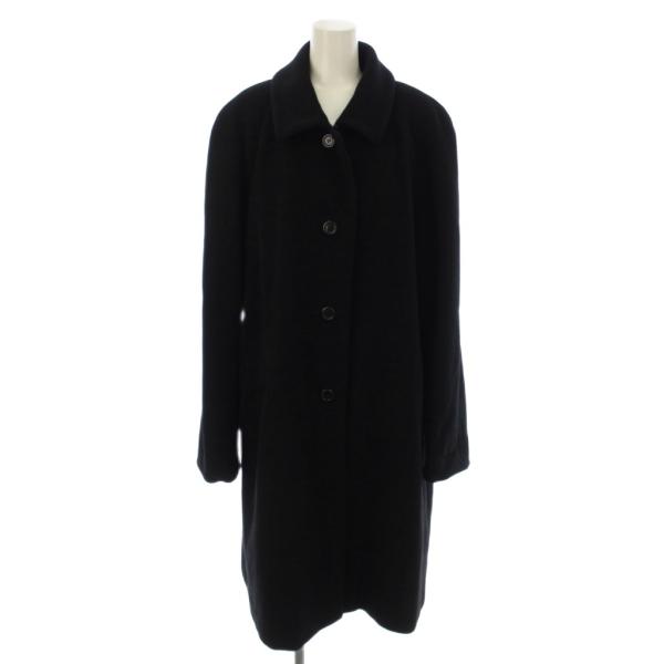 アニス  Anis ステンカラーコート ロング ウール L 黒 ブラック 無地 レギュラーカラー 長袖 /LP ■GY58 レディース【表記サイズ】L【実寸サイズ】身幅：56cm　着丈：102cm　ゆき丈：84cm　　【素材】毛　アンゴラ　...