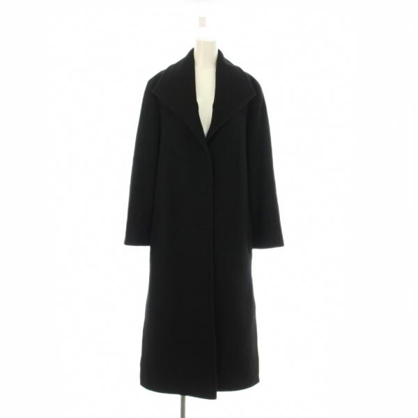 ニティア NITYA ロングコート  ウール M 黒 ブラック Pコート ■GY58 レディース【表記サイズ】38【実寸サイズ】肩幅：44cm　身幅：54cm　袖丈：59cm　総丈：22cm　　【素材】ウール　ポリアミト　カシミヤ　アセート...