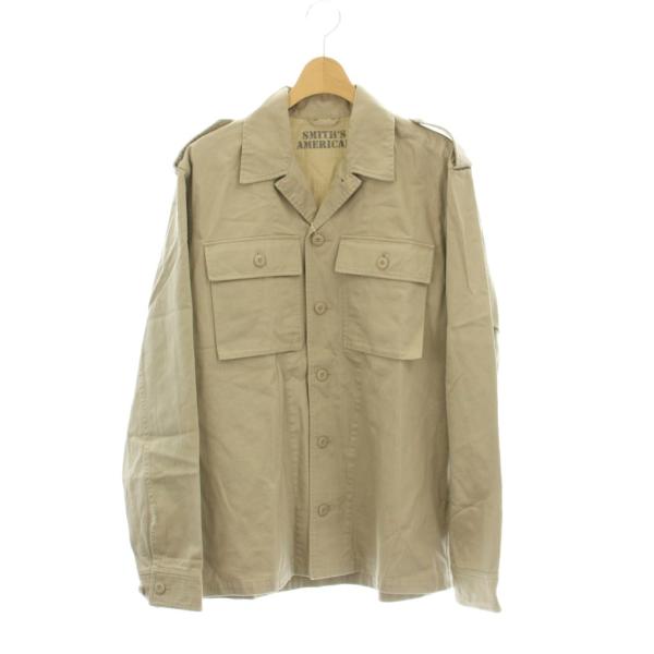 未使用品 スミスアメリカン SMITH'S AMERICA シャツ L ベージュ 長袖 レギュラーカラー ヘリンボーン柄 /LP ■GY58 メンズ【表記サイズ】L【実寸サイズ】肩幅：47cm　身幅：55cm　袖丈：63cm　着丈：69cm...