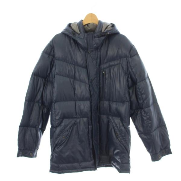 ブリーズオブネイチャー Breathe of Nature  ダウンジャケット L ネイビー 無地 フード付き 長袖 /LP ■GY58 メンズ【表記サイズ】L【実寸サイズ】肩幅：46cm　身幅：52cm　袖丈：61cm　着丈：75cm　　...