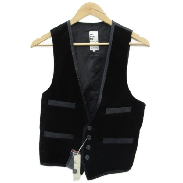 未使用品 セマンティックデザイン SEMANTIC DESIGN ベスト ジレ ミドル丈 M 黒 ブラック Vネック ベロア 切替 /SY27 ■GY58 メンズ【ブランド】セマンティックデザイン SEMANTIC DESIGN【表記サイズ...