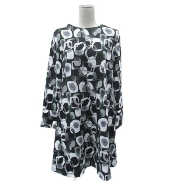 未使用品 フランコフェラーロ FRANCO FERRARO ワンピース ひざ丈 M 黒 ブラック 抽象柄 ラウンドネック 長袖 /SM23 ■GY58 レディース【ブランド】フランコフェラーロ FRANCO FERRARO【表記サイズ】M【...