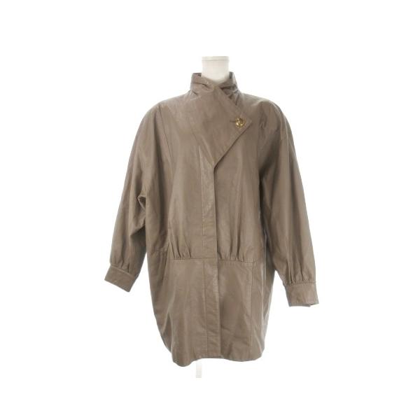 マーバスエム Mawus-M レザーコート 比翼 牛革 本革 F ベージュ /CK3 ■GY58 レディース【表記サイズ】F【実寸サイズ】身幅：67cm　着丈：81cm　ゆき丈：80cm　　【素材】表地　牛皮革　　裏地　ポリエステル【色】ベ...