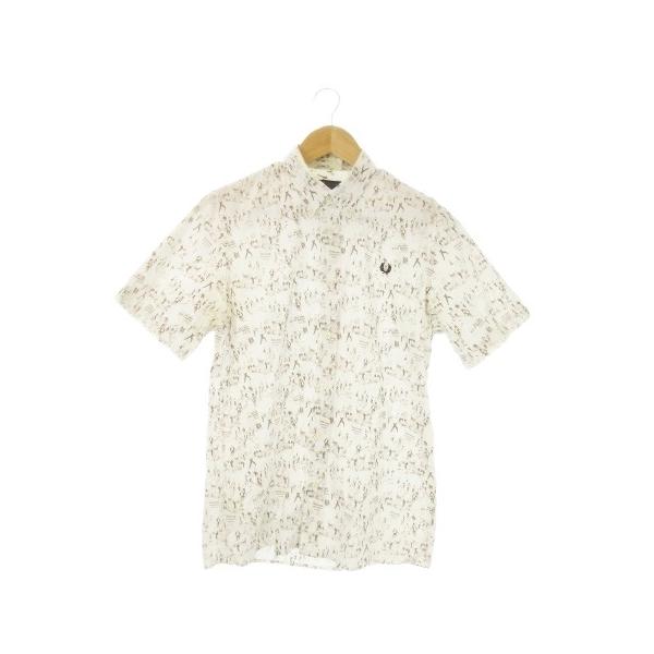フレッドペリー FRED PERRY 半袖シャツ M 白 ホワイト 半袖 総柄 ボタンダウン /AO14 ■GY58 メンズ【ブランド】フレッドペリー FRED PERRY【表記サイズ】M【実寸サイズ】肩幅：41cm　身幅：53cm　袖丈：...