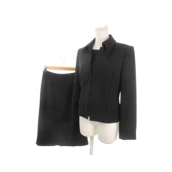 M.E.S-3 modern Elegance Simple ブラックフォーマル スーツ 3点セット 7 黒 ブラック 膝丈スカート /MN7 ■GY58 レディース【表記サイズ】7【実寸サイズ】ジャケット 肩幅：36cm　ジャケット 身幅...