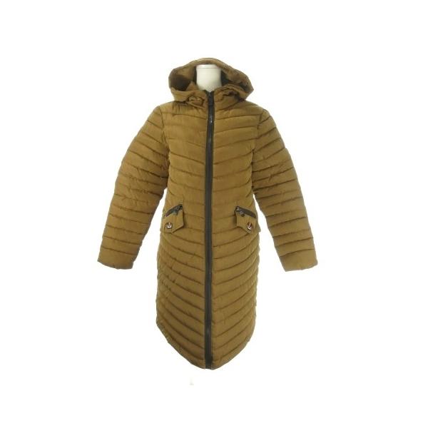 ノーブランド ダウンコート L 茶 ブラウン フード付き キルティング 長袖 /CK28 ■GY58 レディース【表記サイズ】L【実寸サイズ】肩幅：39cm　身幅：49cm　袖丈：58cm　着丈：90cm　　【素材】マテリアルタグなし【色】...