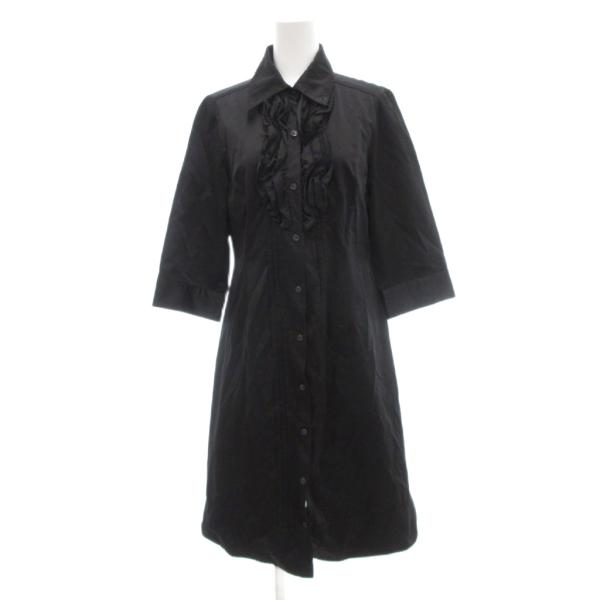 エムエフエディトリアル m.f.editorial 美品 ワンピース L シャツ 7分袖 ひざ丈 黒 ブラック /AE ■GY61 レディース【表記サイズ】L【実寸サイズ】肩幅：37cm　身幅：46cm　袖丈：40cm　着丈：93cm　　【...