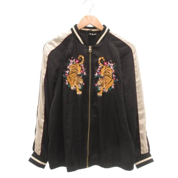 エイチ&amp;エム H&amp;M DIVIDED スカジャン ボンバージャケット トラ刺繍 サテン 42 黒 ブラック /YJ ■GY61 メンズ【ブランド】エイチ&amp;エム H&amp;M【表記サイズ】42【実寸サイズ】身幅：56...