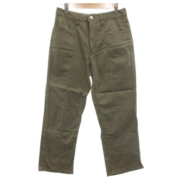 ルドルフ バレンチノ Rudolph Valentino パンツ オリーブ色 クロップド丈 センタープレス風ステッチ 裾スリット /SC ■GY59 レディース【表記サイズ】サイズ表記なし(実寸サイズをご参考ください。)【実寸サイズ】ウエス...